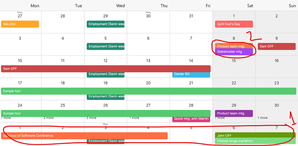Calendar View Outer Days / Custom Labels - Event calendars & schedulers ...